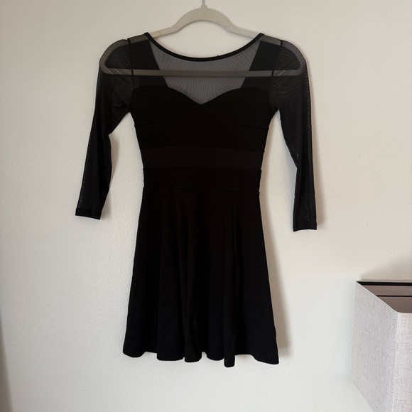 Divided | Dresses | Chic Black Dress With Sheer Sleeves | Poshmark